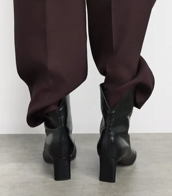 Khaite Leather Ona Ankle Boots 55