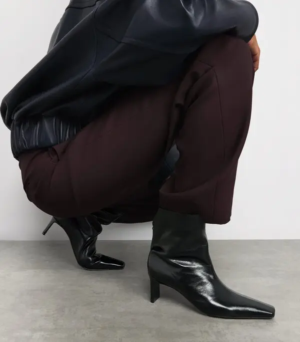 Khaite Leather Ona Ankle Boots 55
