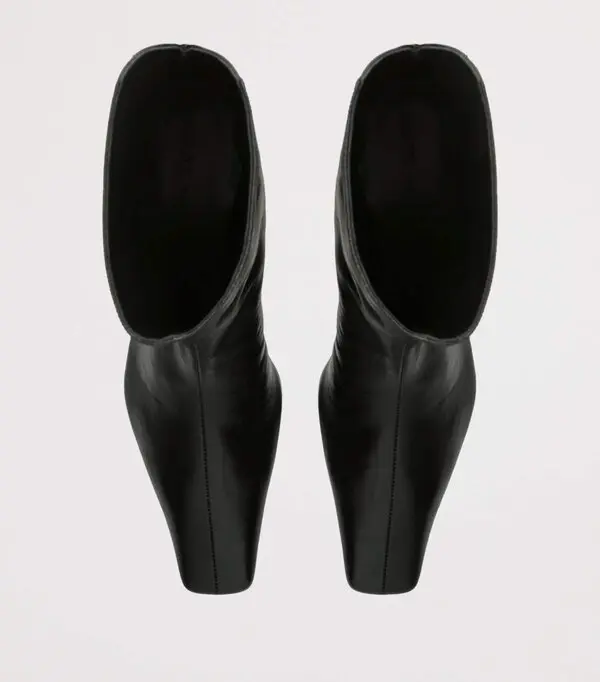 Khaite Leather Ona Ankle Boots 55