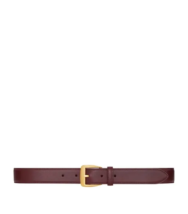 Saint Laurent Leather Trapezoid Belt - Burgundy