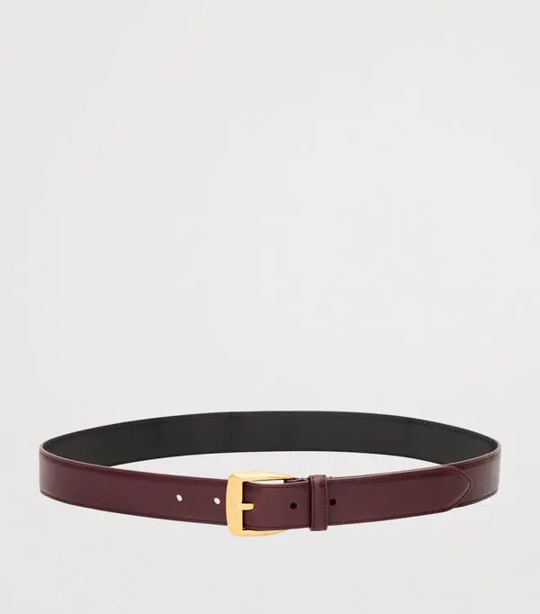 Saint Laurent Leather Trapezoid Belt - Burgundy
