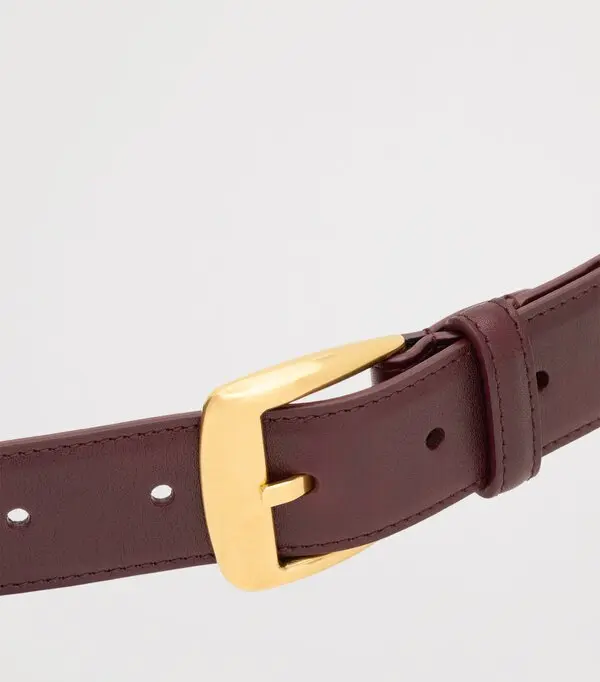 Saint Laurent Leather Trapezoid Belt - Burgundy