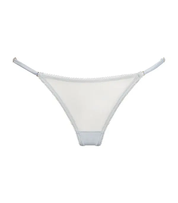 Kiki De Montparnasse Silk-blend Chouchou Thong - Blue