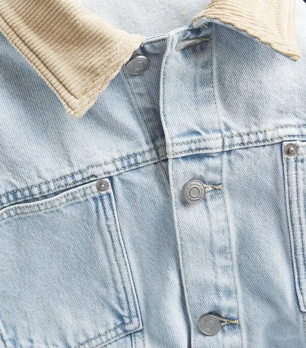 Drole De Monsieur Cord-collar Denim Trucker Jacket