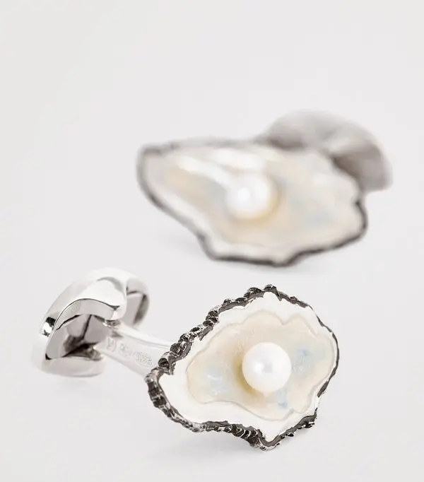 DEAKIN & FRANCIS Sterling Oyster And Pearl Cufflinks