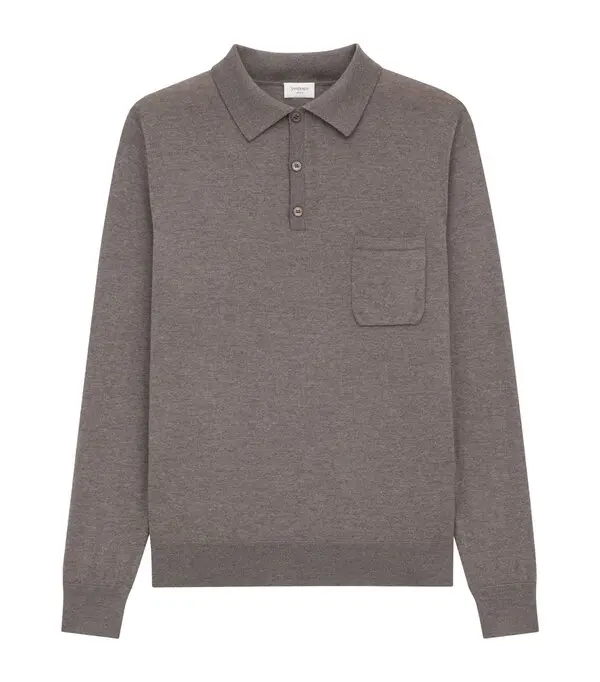 Saint Laurent Wool Long-sleeve Polo Sweater