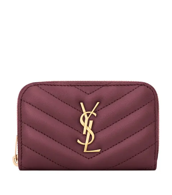 Saint Laurent Lambskin Cassandre Wallet - Burgundy