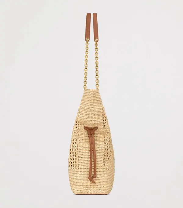 Saint Laurent Jamie Raffia Shopper Bag - Beige