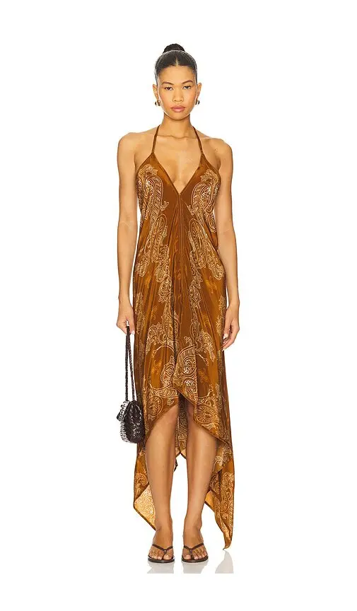 Rococo Sand High-low Handkerchief Dress - Brown
