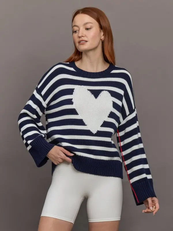 KERRI ROSENTHAL Imperfect Heart Cotton Sweater