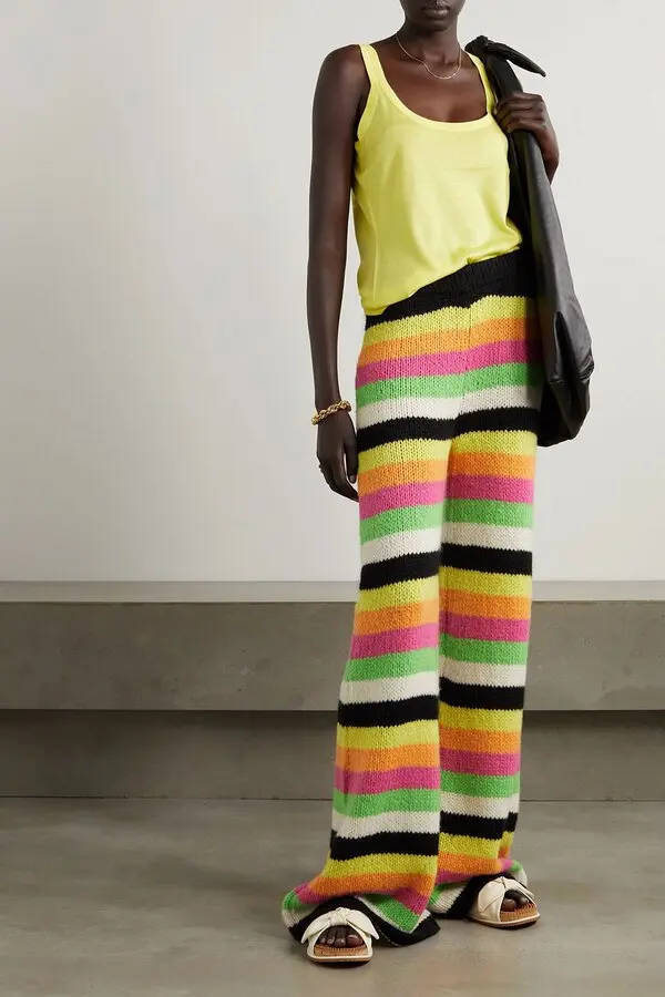 Gabriela Hearst Liu Striped Cashmere Flared Pants