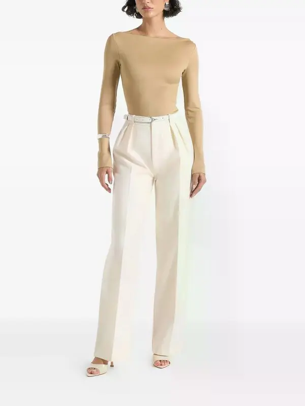 Manière De Voir Boat Neck Long Sleeve Bodysuit With Cut-out Detailing - Neutrals