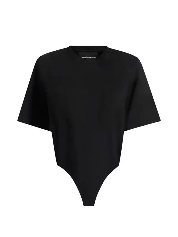 Manière De Voir Maniere De Voir Mia Wide Shoulder Bodysuit T-shirt - Black