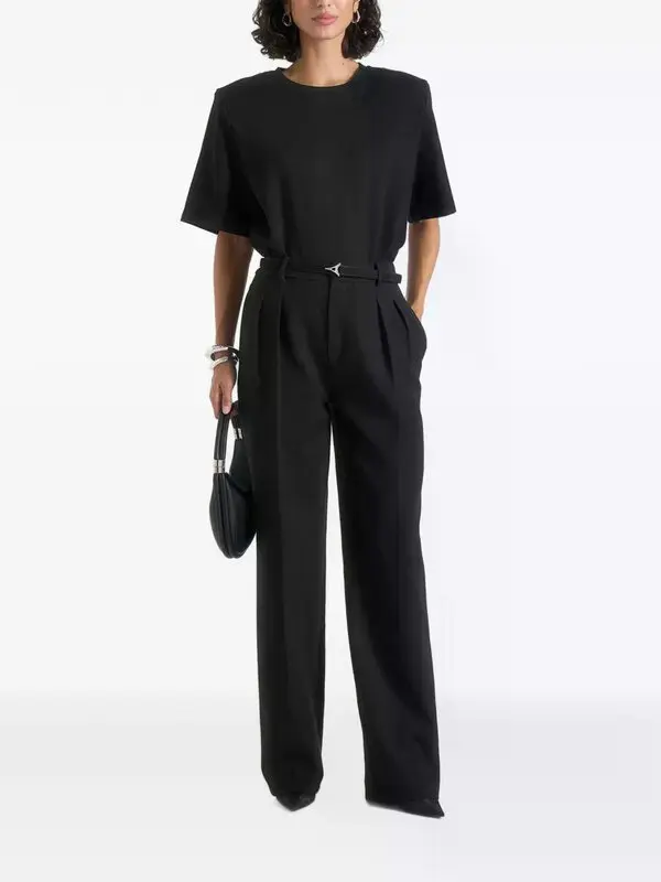 Manière De Voir Sculpting Shoulder Pad T-shirt Bodysuit - Black