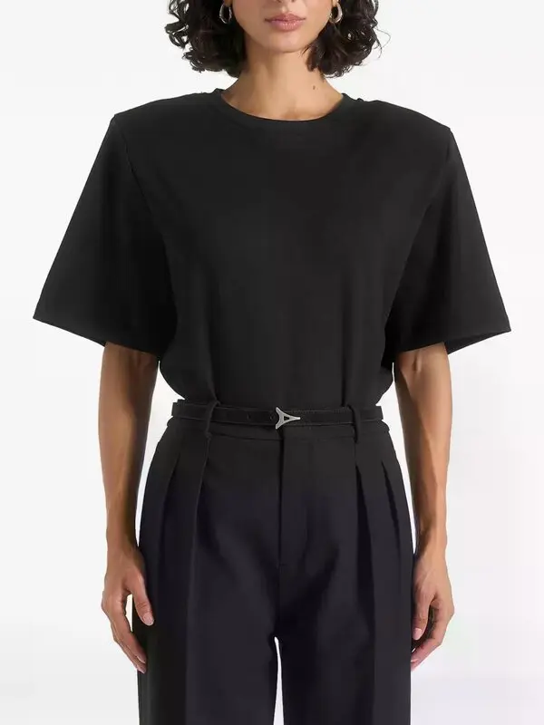 Manière De Voir Sculpting Shoulder Pad T-shirt Bodysuit - Black