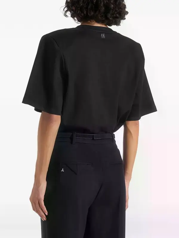 Manière De Voir Sculpting Shoulder Pad T-shirt Bodysuit - Black
