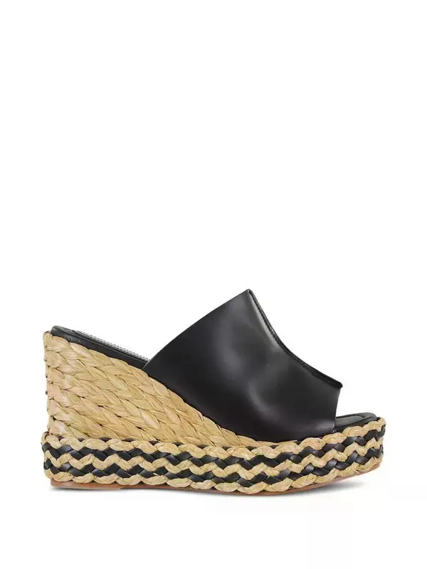 PALOMA BARCELO Ivana Leather Platform Raffia Sandals