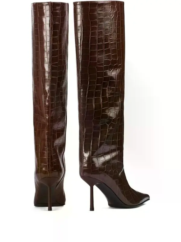 LE SILLA 90mm Bella Crocodile-embossed Pointed-toe Boots