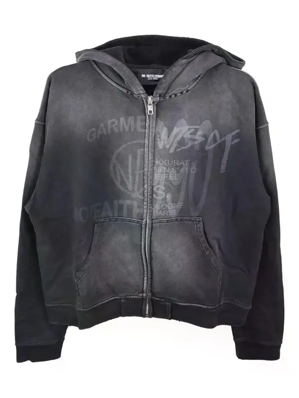 No/Faith Studios Faded-Wash Zip-Up Hoodie - Grey | Editorialist