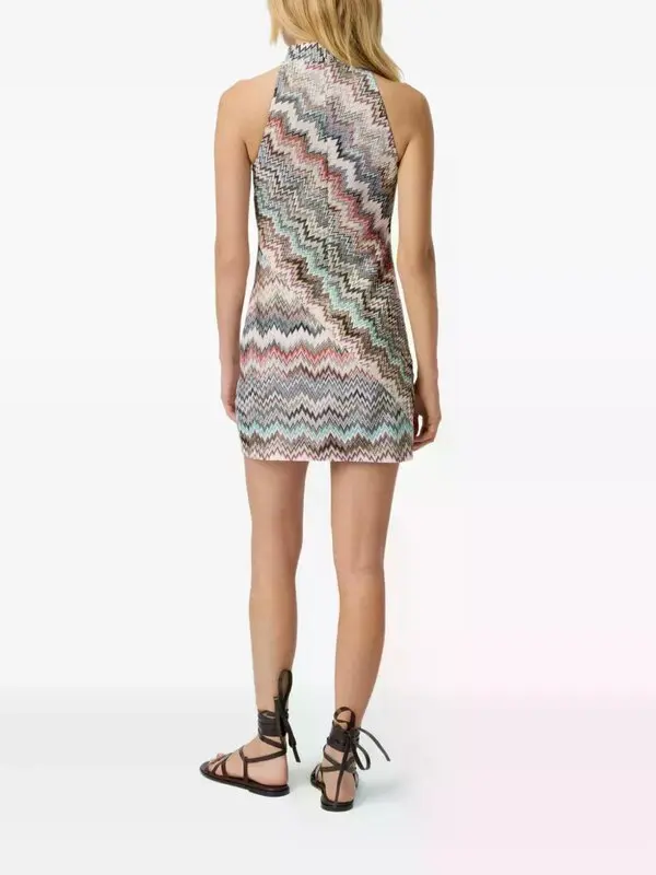 Missoni Zigzag Halterneck Mini Dress - Neutrals