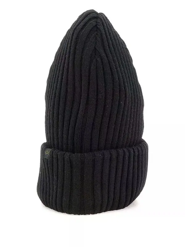 Paul & Shark Ribbed Wool Beanie - Black