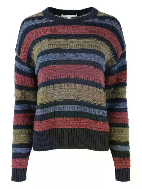 Autumn Cashmere Striped Crew-neck Sweater