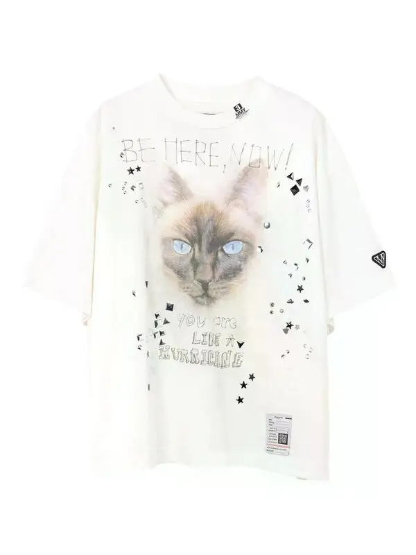 Mihara Yasuhiro Cat-print Embellished T-shirt - White