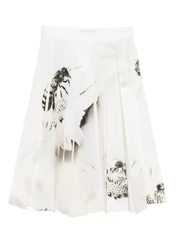 Tory Burch Graphic-print Pleated Skirt - White