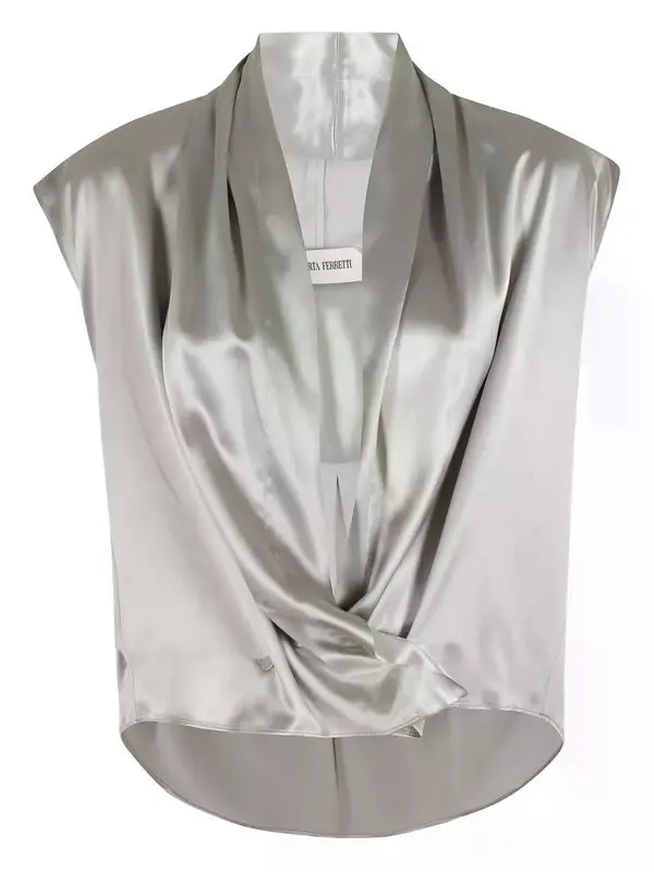 Alberta Ferretti Draped Satin Top - Grey
