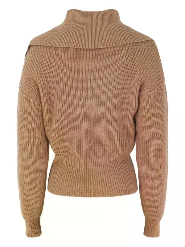 Autumn Cashmere Folded-collar Ribbed Sweater