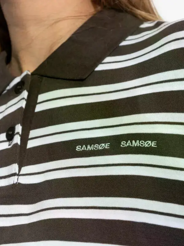 SAMSOE SAMSOE Sandover Striped Long-sleeve Polo Shirt
