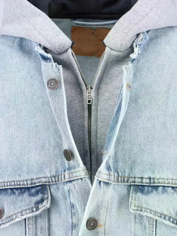 Balenciaga Hooded Denim Jacket - Blue