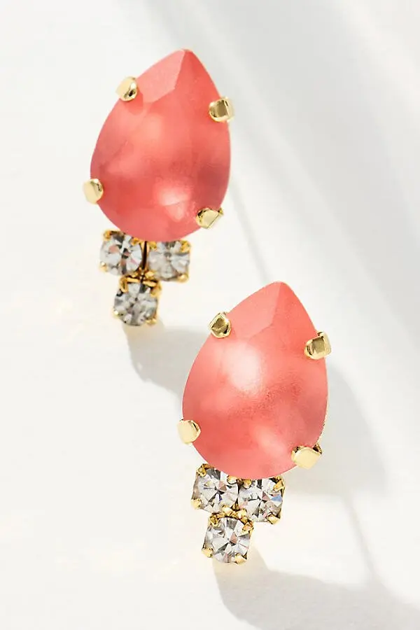 TOVA Vienna Swarovski Crystal Earrings - Peach