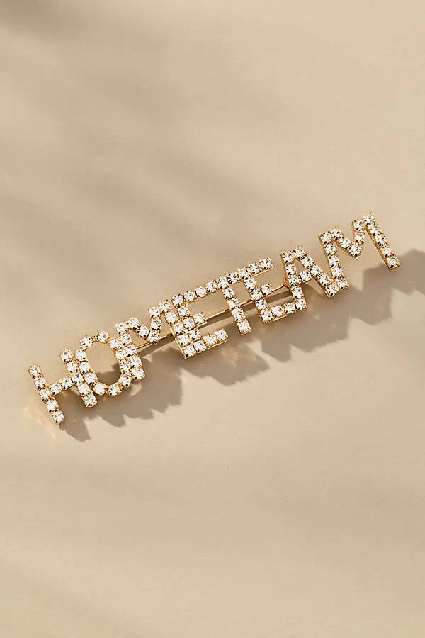 Anthropologie Worded Crystal Brooch - Home Team