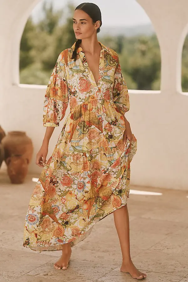 CELANDINE The Carolita Printed Shirt Dress Emily Carter X - Orange Pattern