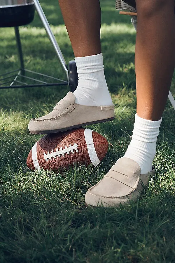 BIRKENSTOCK Naples Suede Clogs - Beige