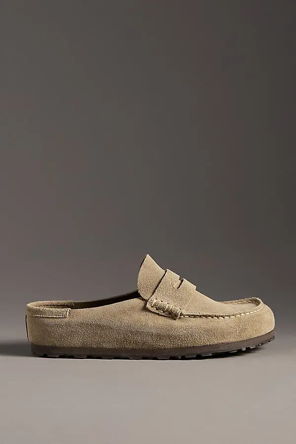 BIRKENSTOCK Naples Suede Clogs - Beige