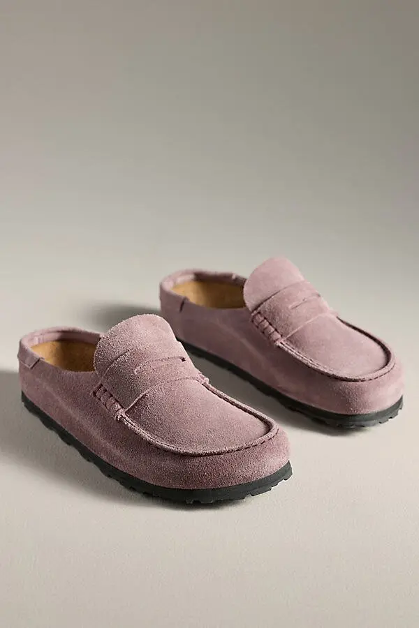 BIRKENSTOCK Naples Suede Clogs - Faded Purple