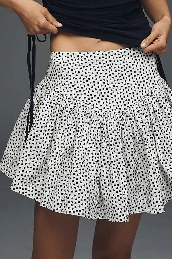 Maeve Basque-waist Mini Skort - Black/white Dot