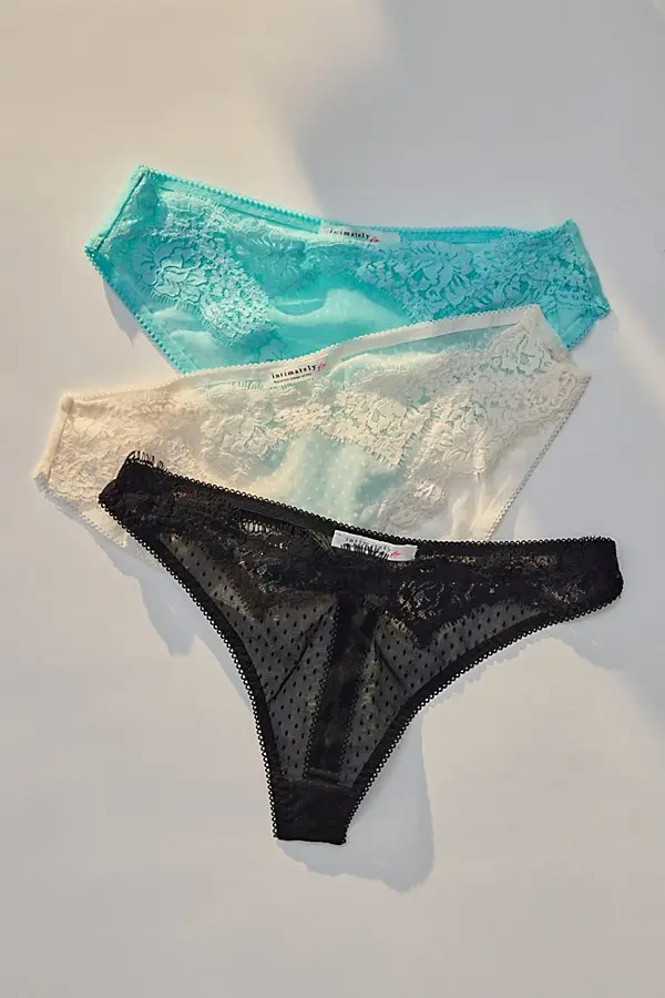 Free People Fiona Mesh Thong - Black