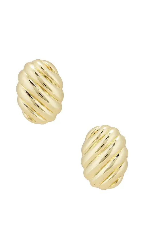 ANINE BING Ribbed Oval Earrings - Gold