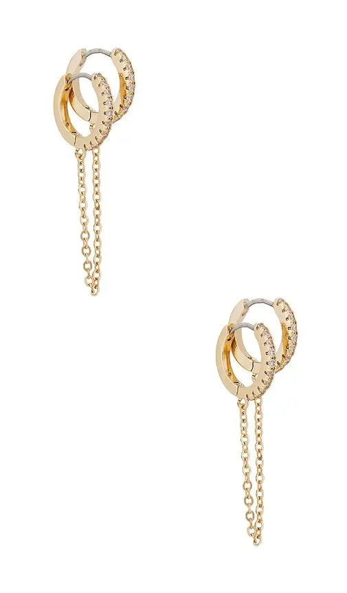 Ettika Double Piercing Crystal Cuff Earrings - Gold