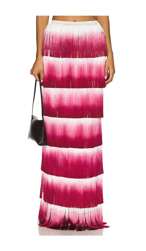 PatBO Fringe Maxi Skirt - Dark Red