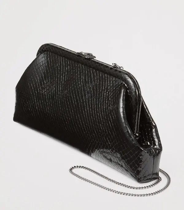 JIMMY CHOO Skylar Snake-embossed Leather Clutch Bag