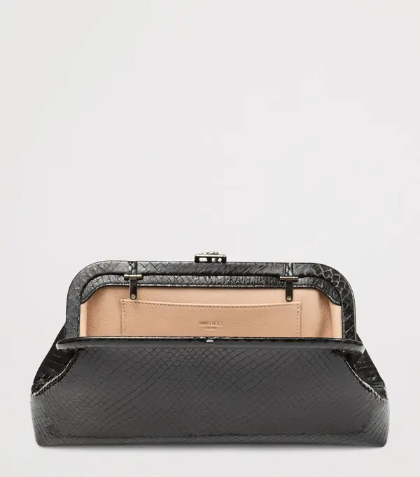 JIMMY CHOO Skylar Snake-embossed Leather Clutch Bag