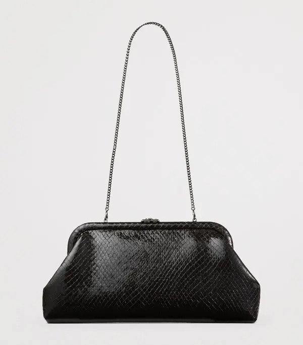 JIMMY CHOO Skylar Snake-embossed Leather Clutch Bag