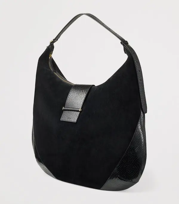 JIMMY CHOO Large Suede Shoulder Bag - Black