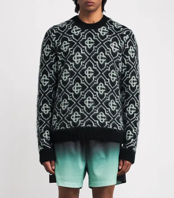 Casablanca Mohair-blend Monogram Sweater - Grey