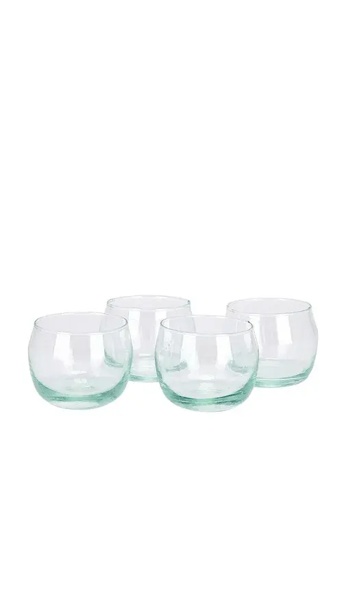 VERVE CULTURE Set Of 4 Stemless Wine Goblets In White - Clear