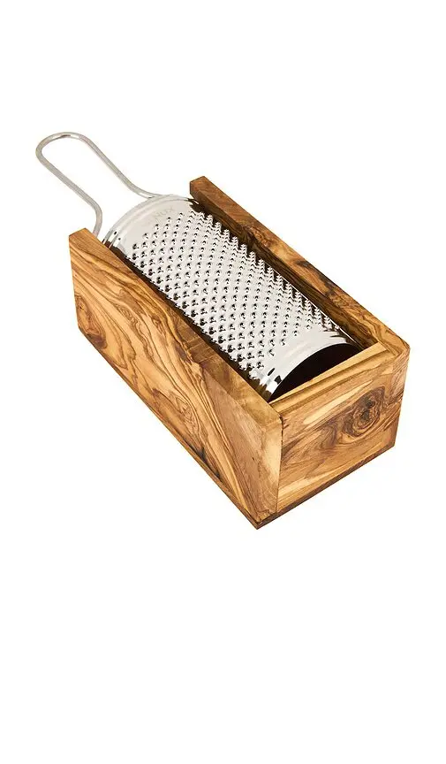 VERVE CULTURE Olivewood Parmesan Cheese Box Grater - Brown